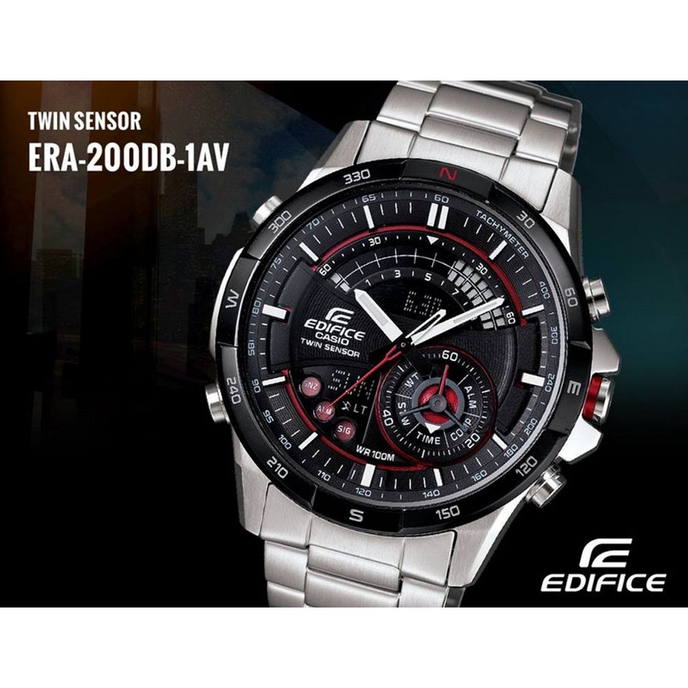 Relógio CASIO EDIFICE masculino twin sensor ERA-200DB-1AVDF - aconfianca