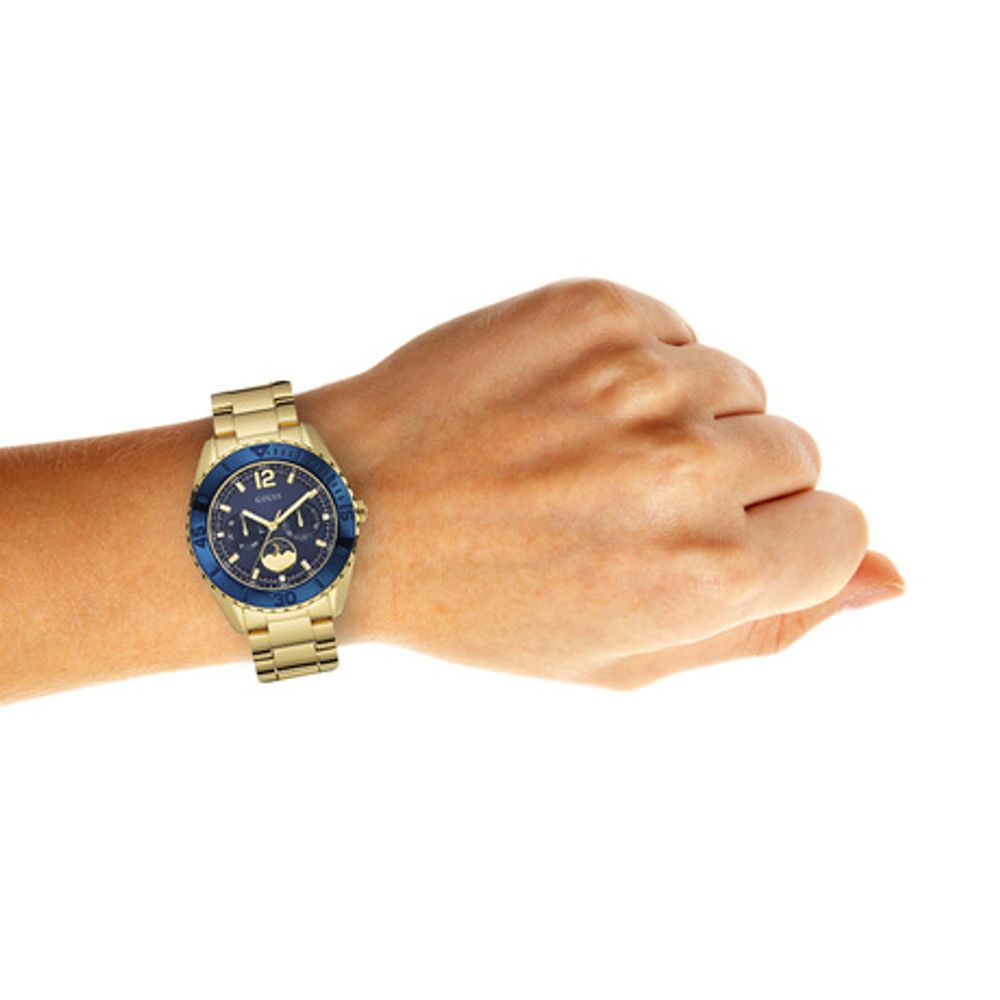 Relógio GUESS feminino dourado/azul 92559LPGSDA3 W0565L4 - aconfianca