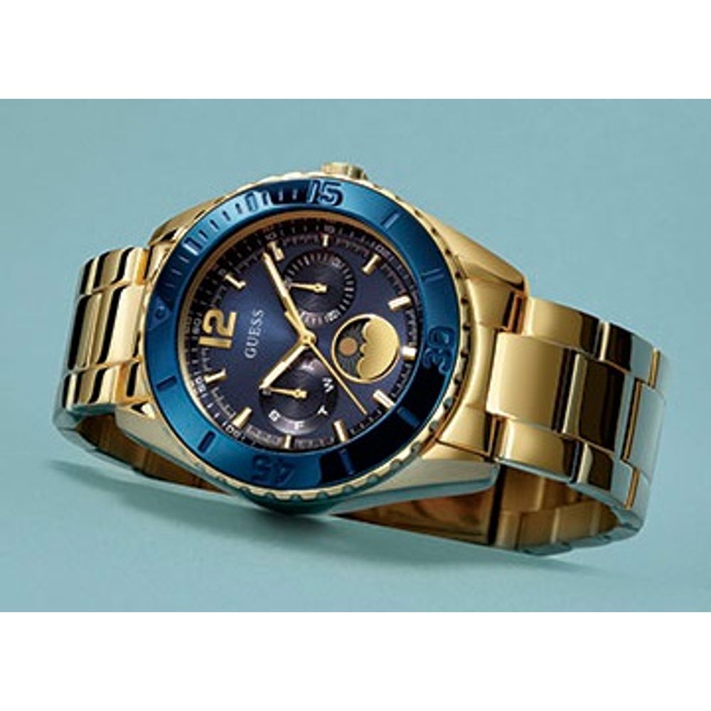 Relógio GUESS feminino dourado/azul 92559LPGSDA3 W0565L4 - aconfianca