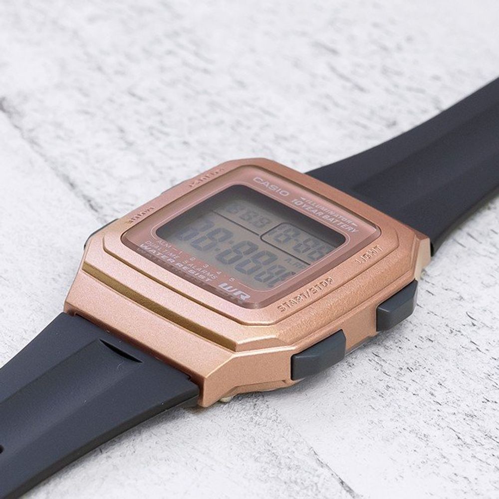 Relógio CASIO unissex digital preto rosê F-201WAM-5AVDF - aconfianca