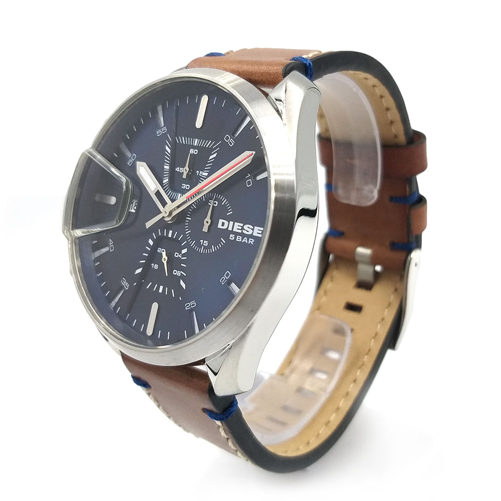 Relógio DIESEL masculino couro azul DZ4470 D1MX - aconfianca