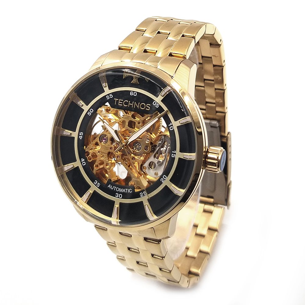 Relógio TECHNOS masculino Automático dourado G3265AA/1P - aconfianca