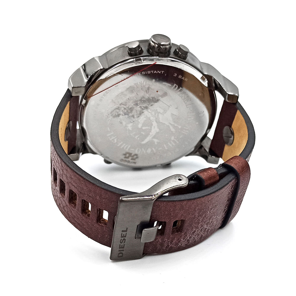 Relógio DIESEL masculino cinza couro mult-time DZ7314 D1NX - aconfianca