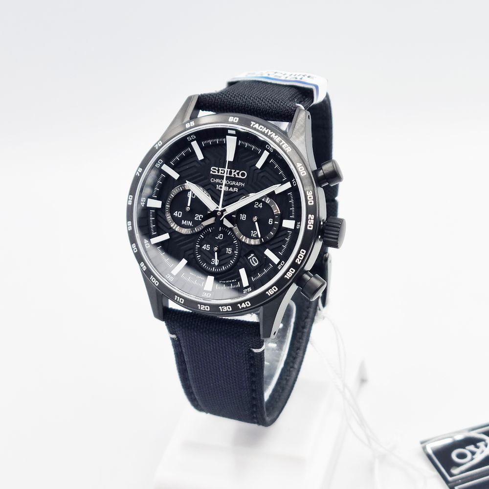 Relógio SEIKO masculino cronógrafo preto nylon SSB417B1 P1PX - aconfianca