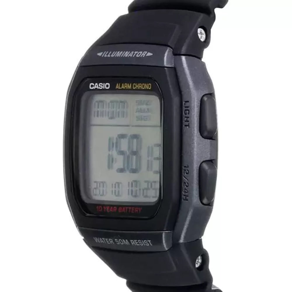 Relógio CASIO Illuminator masculino preto W-96H-1BVDF - aconfianca