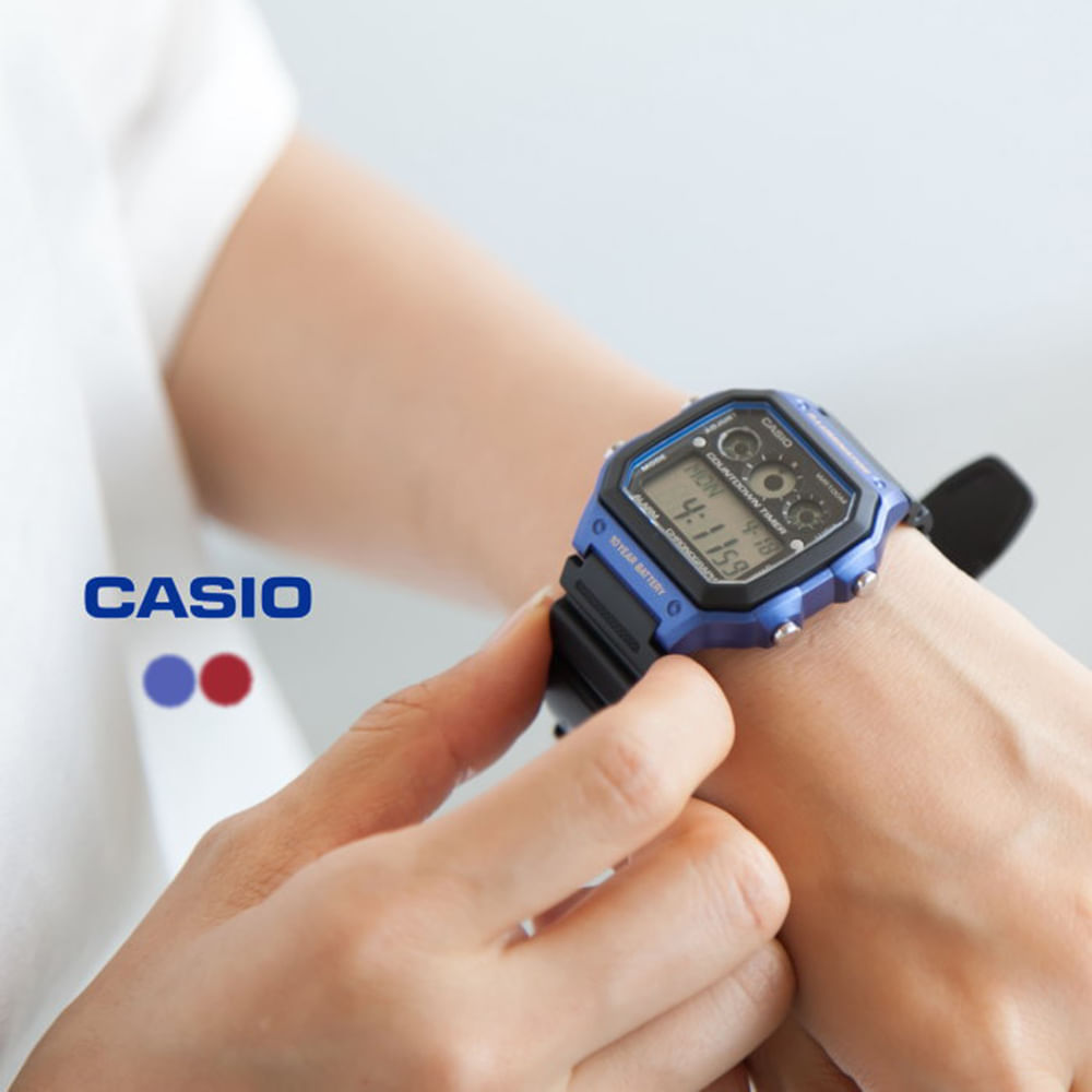 Relógio CASIO masculino digital azul AE-1300WH-2AVDF - aconfianca