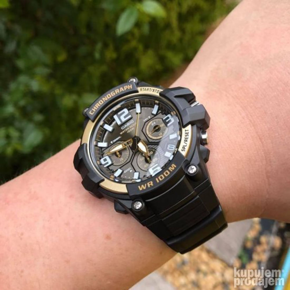 Relógio CASIO masculino preto cronógrafo MCW-100H-9A2VDF - aconfianca