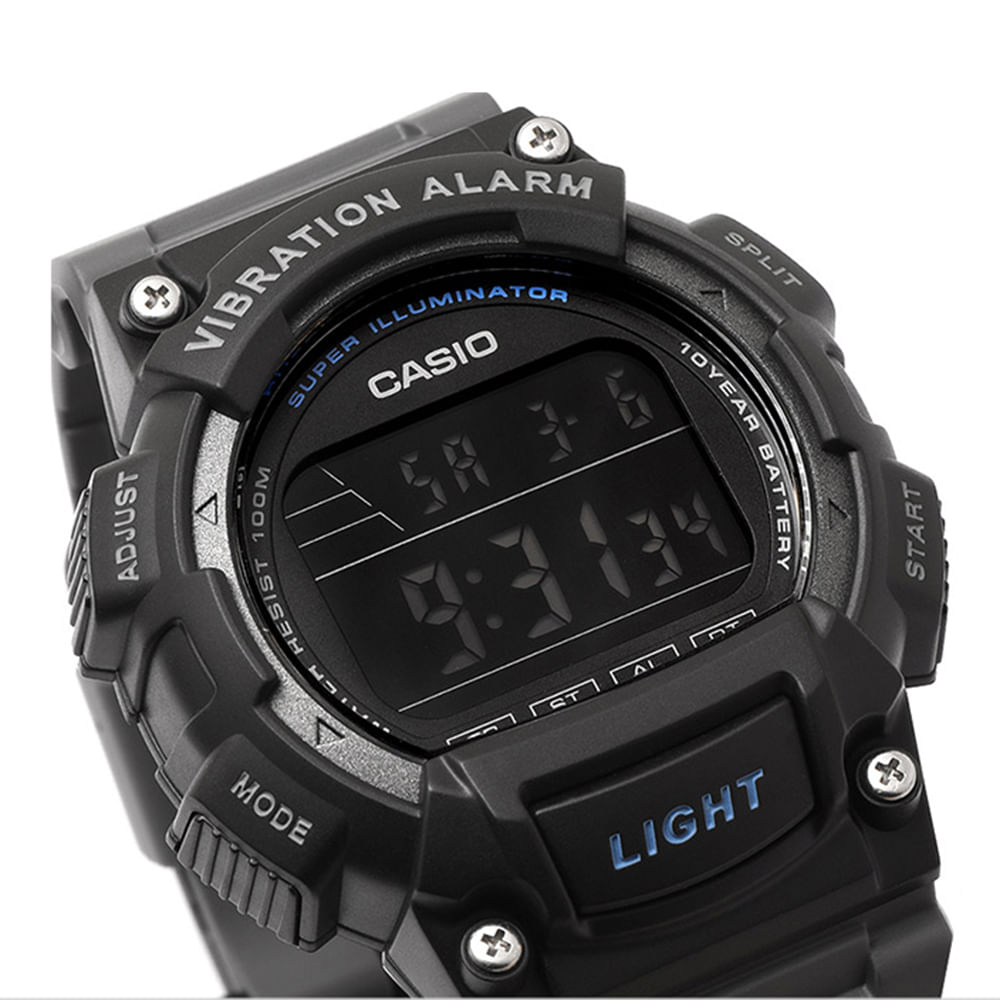 Relógio CASIO Illuminator masculino preto cinza W-736H-8BVDF - aconfianca