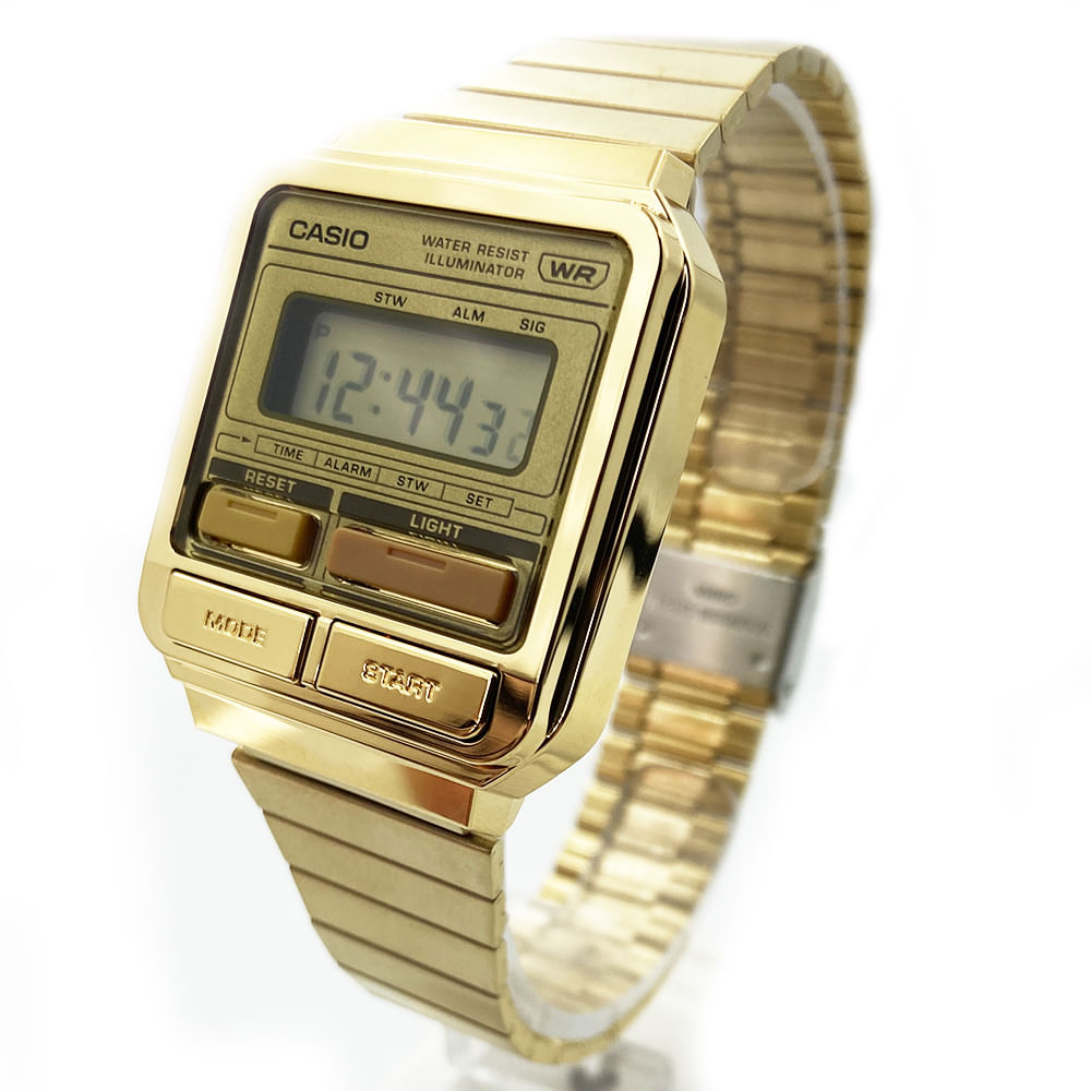 Relógio CASIO VINTAGE dourado digital unissex A120WEG-9ADF - aconfianca