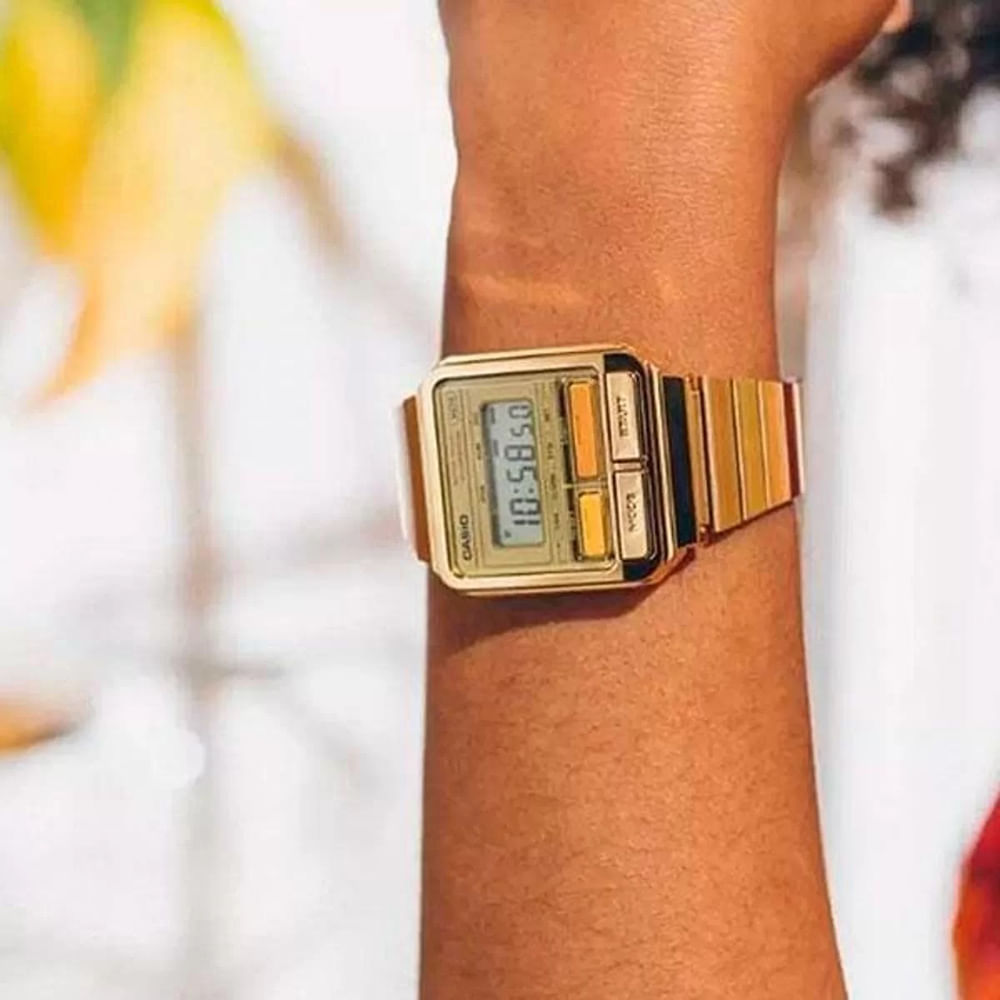 Relógio CASIO VINTAGE dourado digital unissex A120WEG-9ADF - aconfianca
