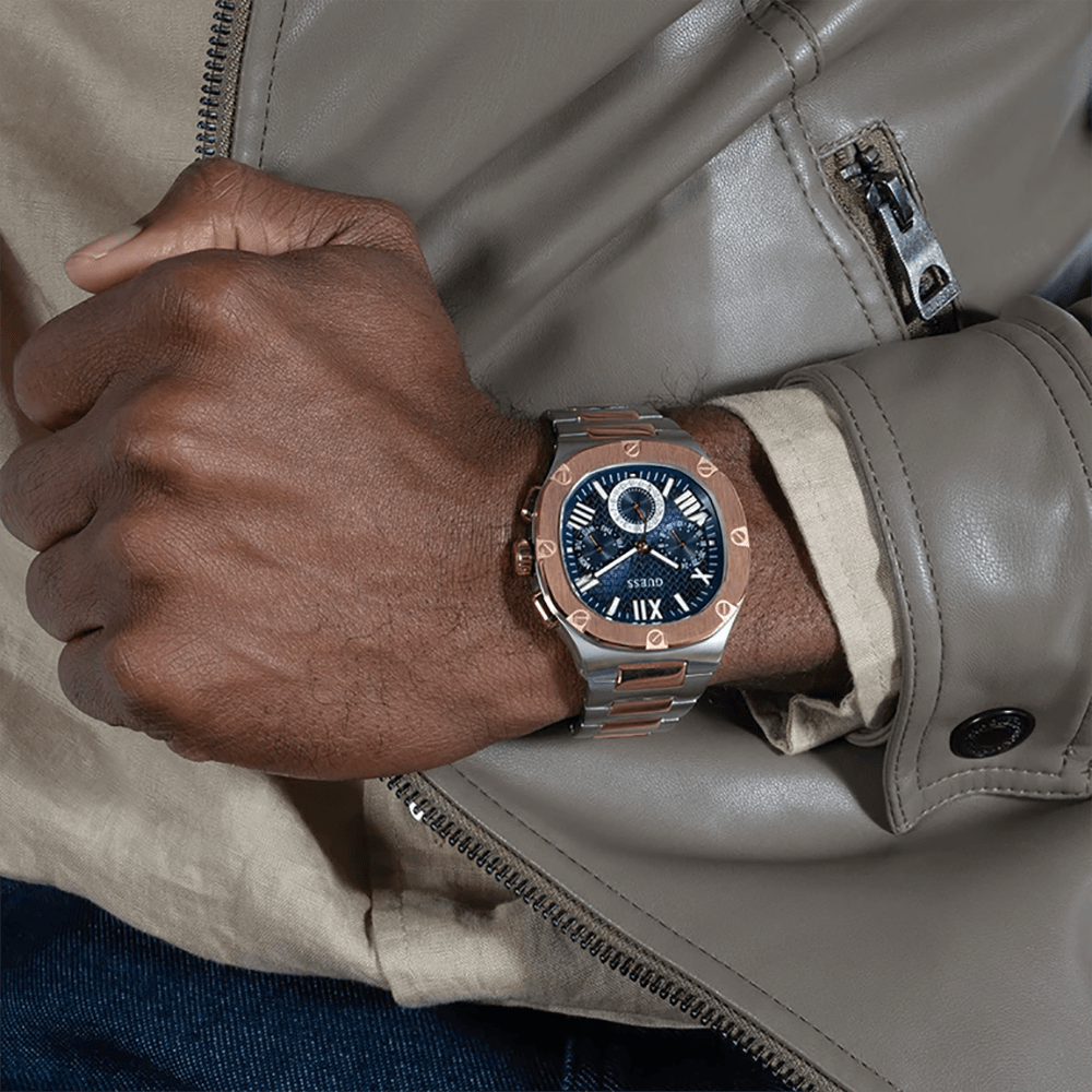 Relógio GUESS masculino analógico azul rose prata GW0572G4 - aconfianca